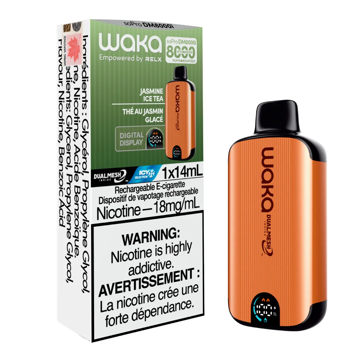 Relx WAKA SoPro DM8000i Disposable Jasmine Ice Tea 8000 Puffs 20mg ...