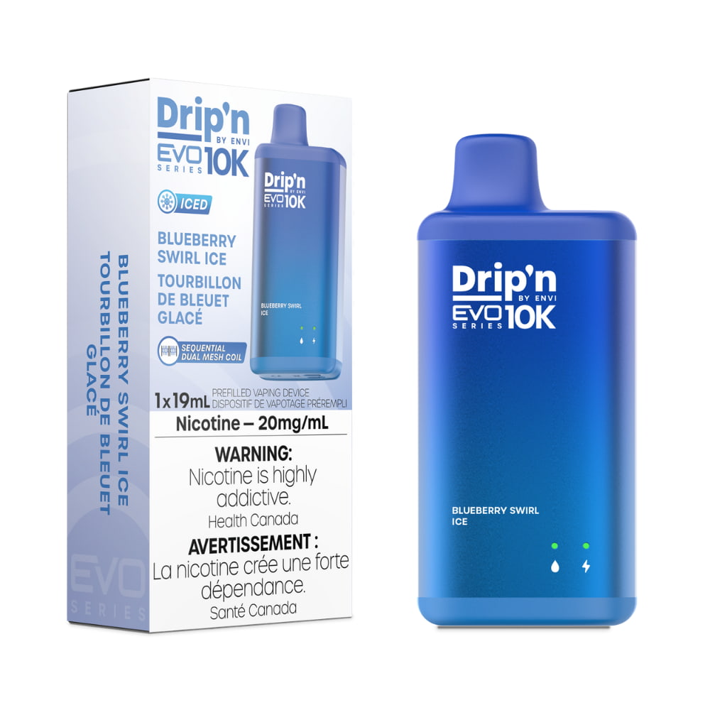 Drip'n By Envi EVO 10K 19mL BLUEBERRY SWIRL ICE 10K Puffs 20mg - Vape Store Delivery