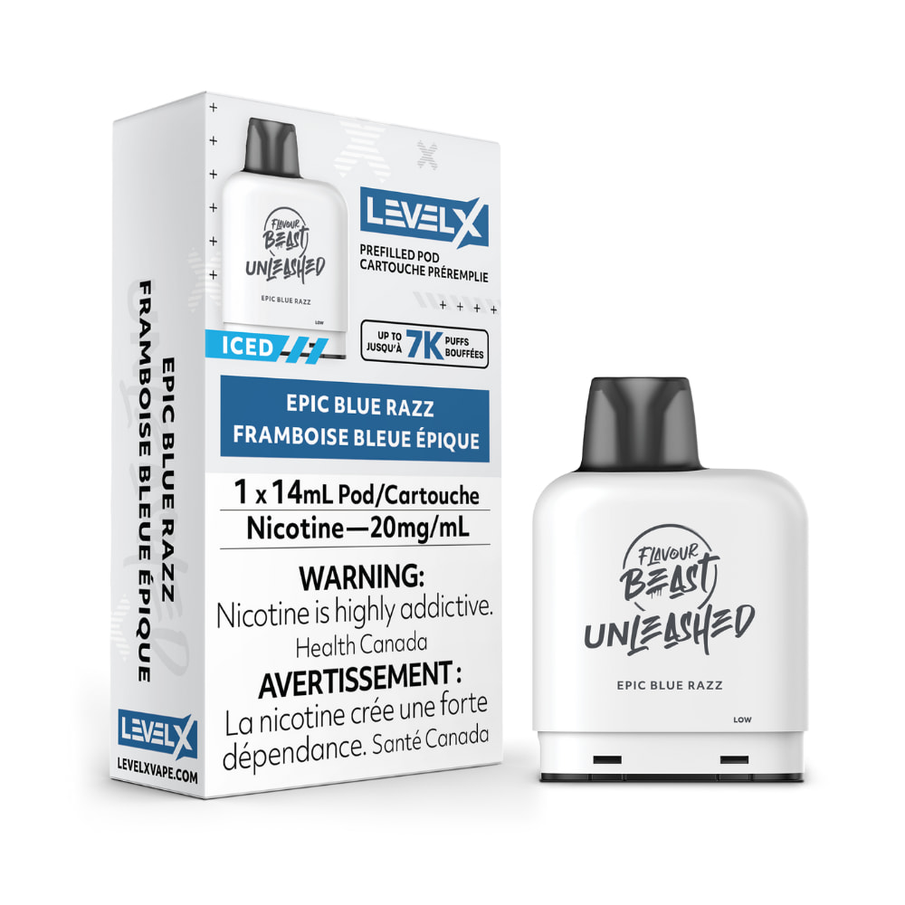 Level X Flavour Beast Unleashed Iced Pod 14mL Epic Blue Razz 7000 Puffs ...