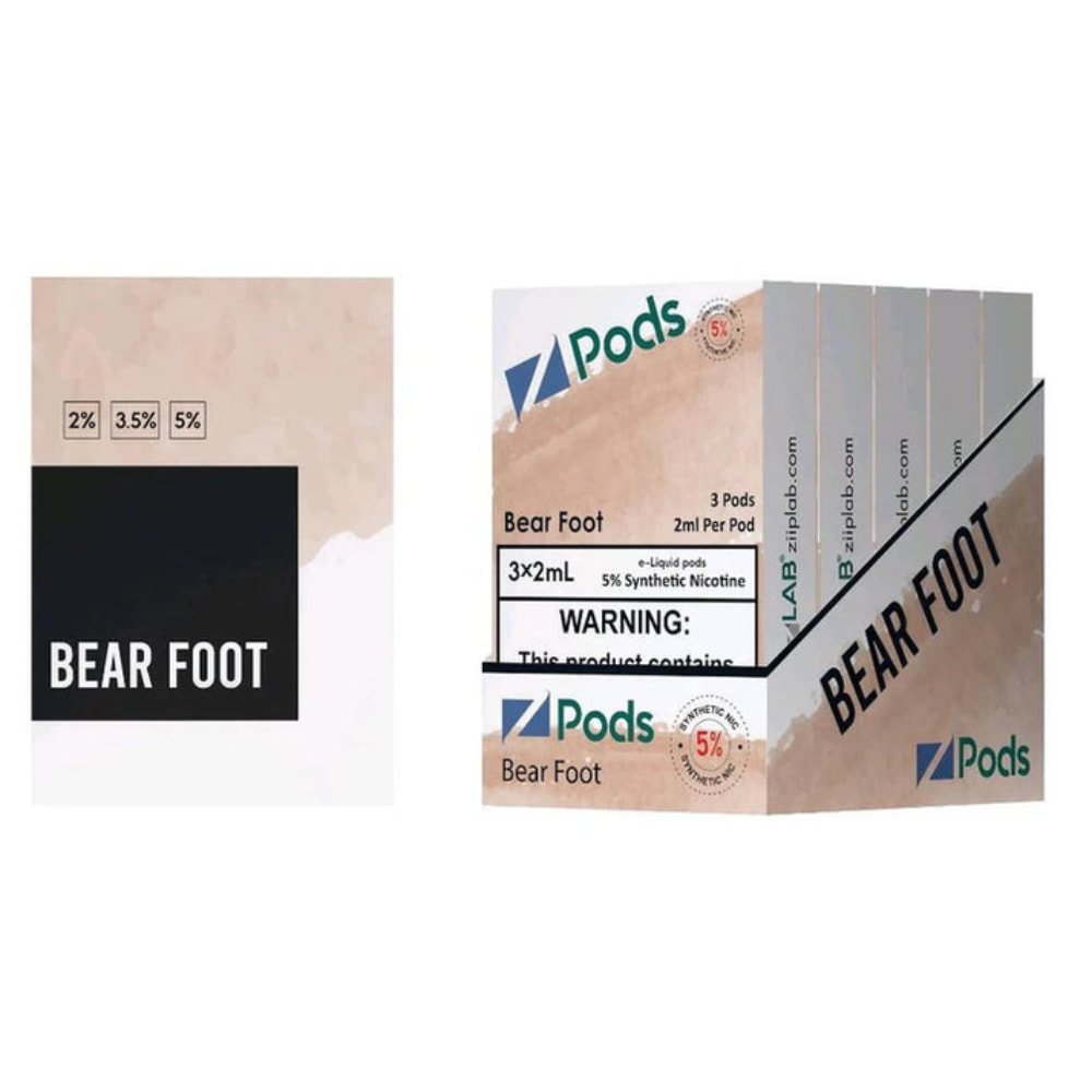 Z PODS Bear Foot Multipack 3 x 2mL Pods 400 Puffs - Vape Store Delivery